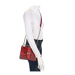 Greenwich Small Studded Snake Embossed Leather Crossbody Bag