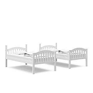 Storkcraft Long Horn Twin-Over-Twin Bunk Bed (White) - GREENGUARD Gold Certified, Converts to 2 individual twin beds