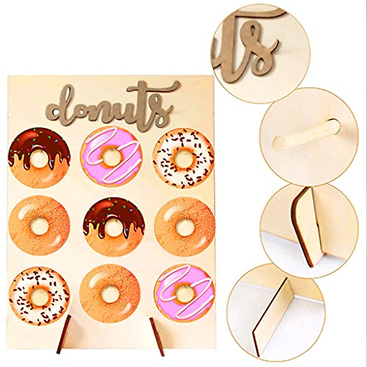 Donut Display Stand Wood Doughnuts Wall Stands Display board for Wedding Party Decoration