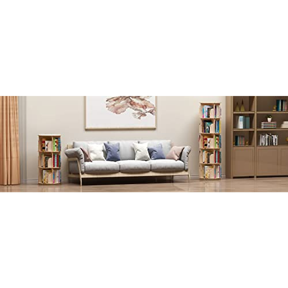 3 Tier 360° Rotating Stackable Shelves Bookshelf Organizer 360 Display Rotating Bookshelf Wood Book Shelf Organizer for Bedroom, Living Room, Study Room - Intexca