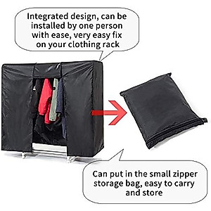 Garment Rack Cover (Clothes Rack Not Included),59" Clothes Rack Cover for Storage,Hanging Clothing Protectors Wardrobe Cover,Waterproof Garment Cover with Double Zippers for Easy Access
