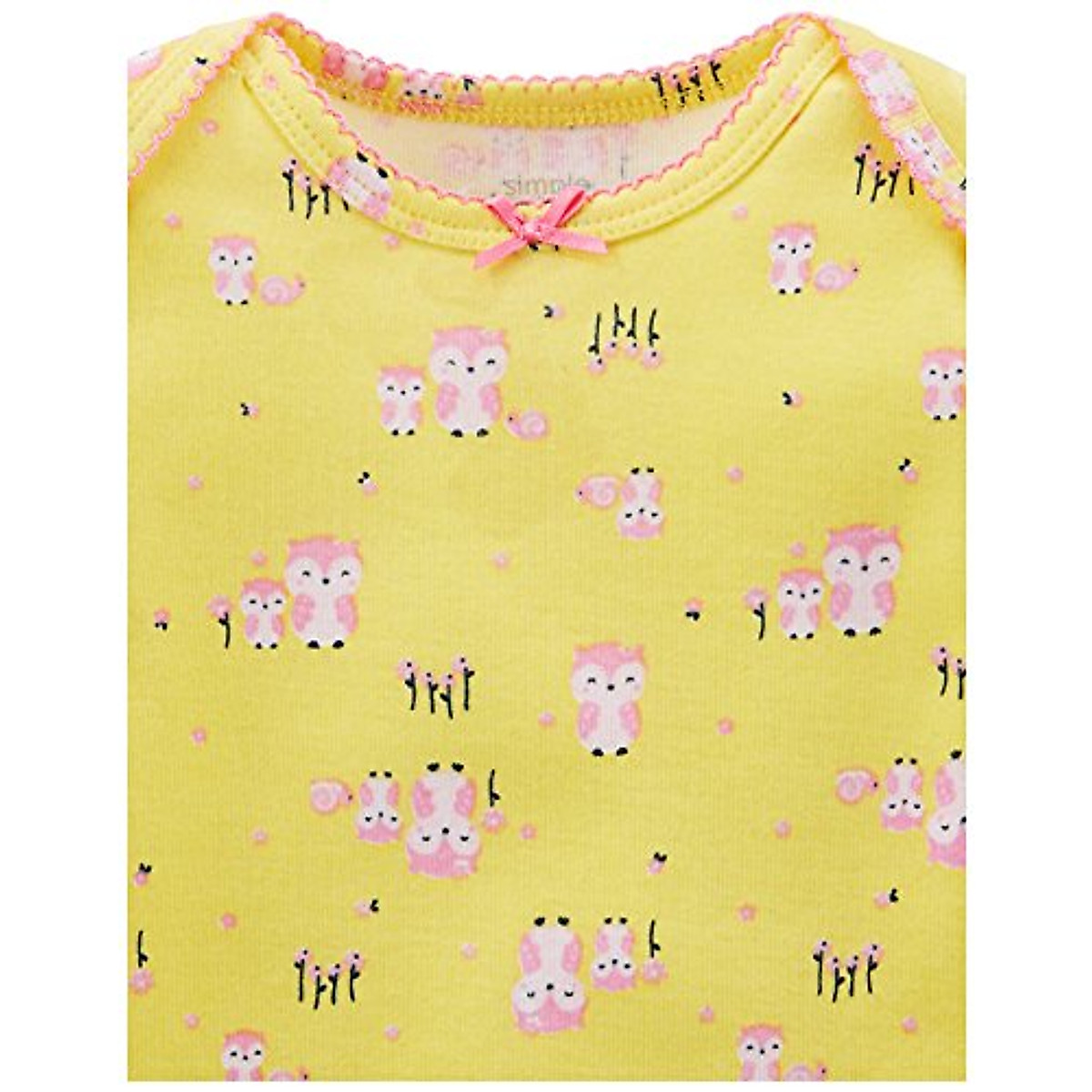 Simple Joys by Carter's Baby Girls' Long-Sleeve Bodysuit, Pack of 5, Yellow/Pink/Grey, Floral, 3-6 Months