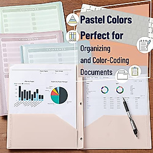 Mr. Pen- Plastic Folders with Clear Front Pocket, 5 pcs, Pastel Colors, Pocket Folders, Plastic Folders for Documents, Plastic Folders with Pockets, File Folders with Fasteners, Folder with Pockets