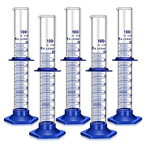 5PCS Graduated Cylinder Measuring Cylinder Thick Glass Lab Cylinders (100ML)