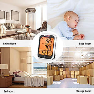 ThermoPro TP358 Bluetooth Thermometer for Room Temperature with Built-in Clock, Smart Temperature Sensor and Humidity Meter with Backlit, 260Ft Hygrometer Indoor Thermometer with Data Storage Export
