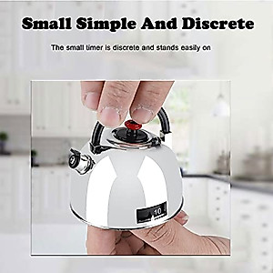 Eboxer 60 Minute Mechanical Kitchen Timer, Teapot Shaped Cooking Timer Clock, Stainless Steel Wind Up Dial Rotating Countdown Egg Timer, Sets from 0 to 60 Minutes