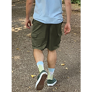 TACVASEN Mens Cargo Shorts Golf Cotton Shorts Elastic Waist Shorts Multi Pocket Shorts Hiking Shorts Fishing Shorts