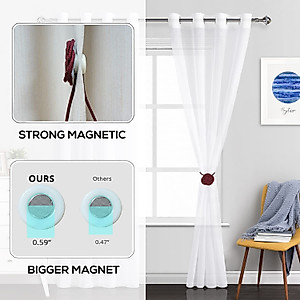 HIASTRA Strong Magnetic Curtain Tiebacks, 4 Pack Curtain Tie Modern Window Decorative Tie Backs for Curtains Rope Outdoor Holder for Sheer Blackout Drapes, Burgundy