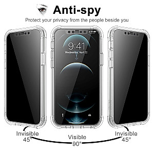 SURITCH Clear Case for iPhone 12 Pro Max (Only) 6.7-inch, [Privacy Screen Protector] Full Body Protective Shockproof Bumper Rugged Phone Cover for iPhone 12 Pro Max -(Clear)