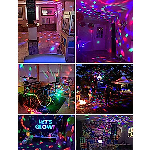[4-Pack] Sound Activated Party Lights with Remote Control, Battery Powered/USB Portable RBG Disco Ball Light, Dj Lighting, Strobe Lamp 7 Modes Stage Party Supplies for Home Room Dance Parties Karaoke