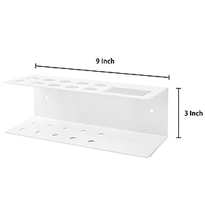MyGift 10-Slot Wall-Mounted Metal Office Organizer Dry Erase Marker and Eraser Holder Rack, White