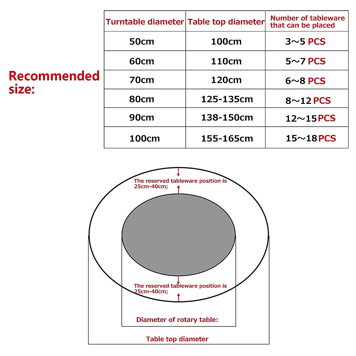 20in-38in Large Wooden Turntable Lazy Susan For Dining Table, Wooden Round Rotating Tray, 360° Swivel Lazy Susan For Home Kitchen Hotel Restaurant Serving Plate, Rotate By Hand (Color : Red-brown, S