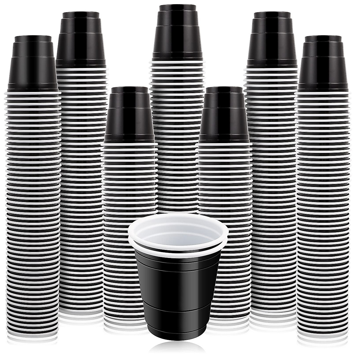 Cynquma 200Pcs 2 oz Black Plastic Shot Glasses, Disposable Mini Party Cups for Drinking, Birthday Parties, Weddings, and Other Occasions