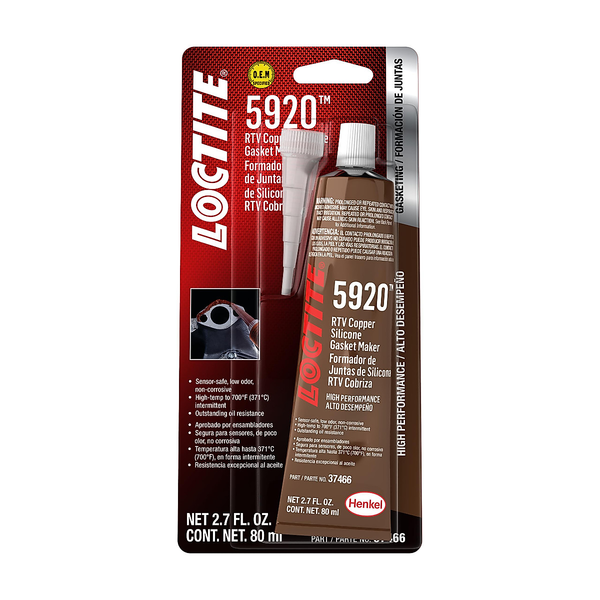 Loctite 37466 RTV Silicone 5920 High Performance Copper. 80ml.