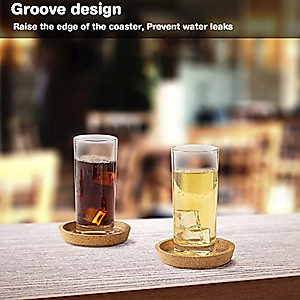 Cork Coasters with Lip for Drinks - 8pcs Coasters Absorbent with Metal Holder Water Resistant，3.94In Thick Rural Natural Cork Coasters for Decor - Living Room, Kitchen, Bar and Housewarming Gift Idea