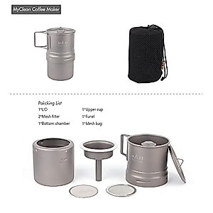 Maxi Coffee Maker, Titanium Moka Pot, 5oz each brew, backpacking friendly