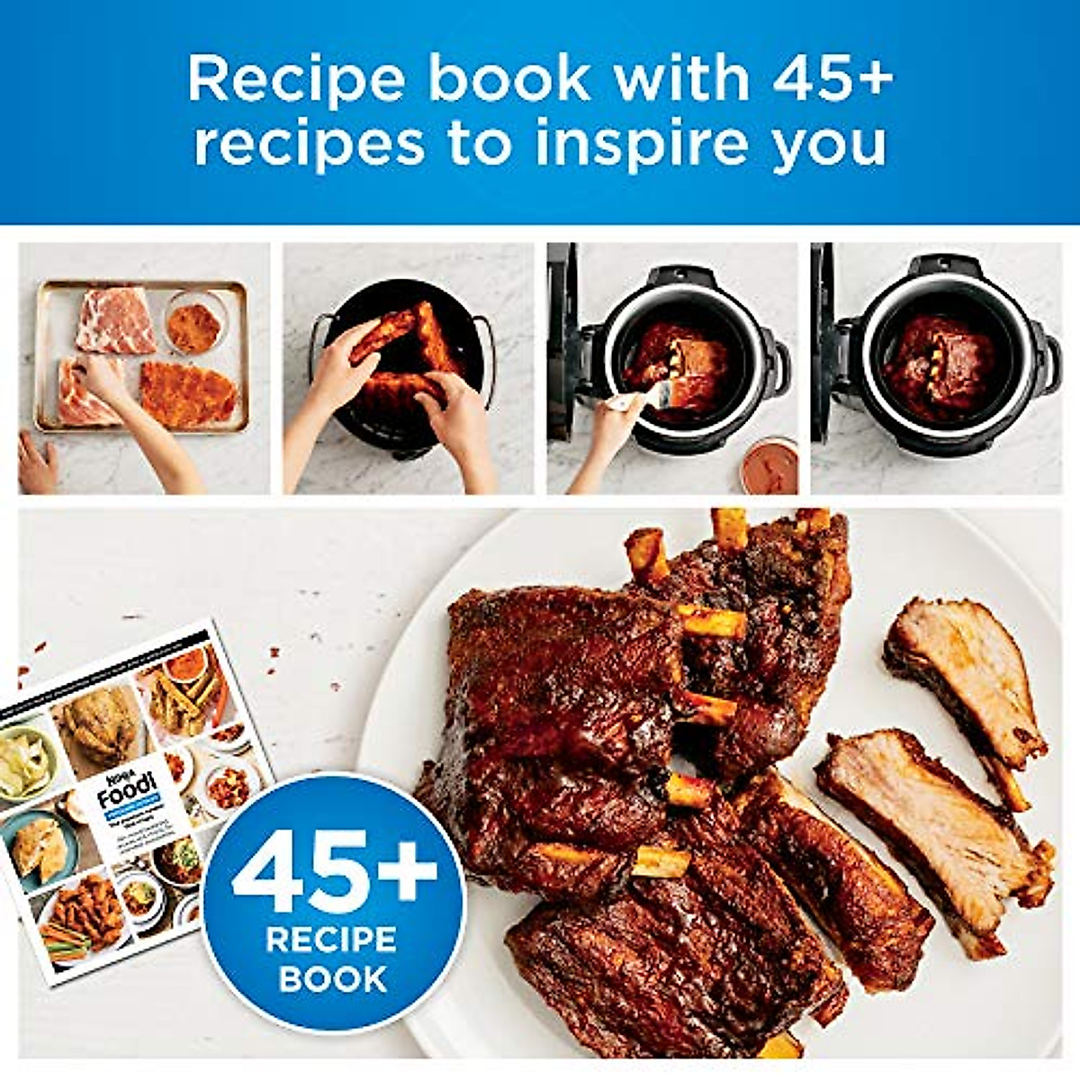 Ninja OP302 Foodi 9-in-1 Pressure, Broil, Dehydrate, Slow Cooker, Air Fryer, and More, with 6.5 Quart Capacity and 45 Recipe Book, and a High Gloss Finish
