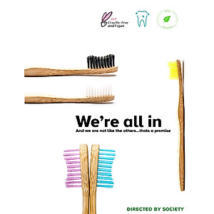 MOTHEREARTH 5 Pack Bamboo Toothbrush Biodegradable - Eco Friendly - Antibacterial - Natural Bamboo Toothbrushes - BPA Free - Soft Bristles - Organic, Vegan Wooden Toothbrush - Dentist Recommended