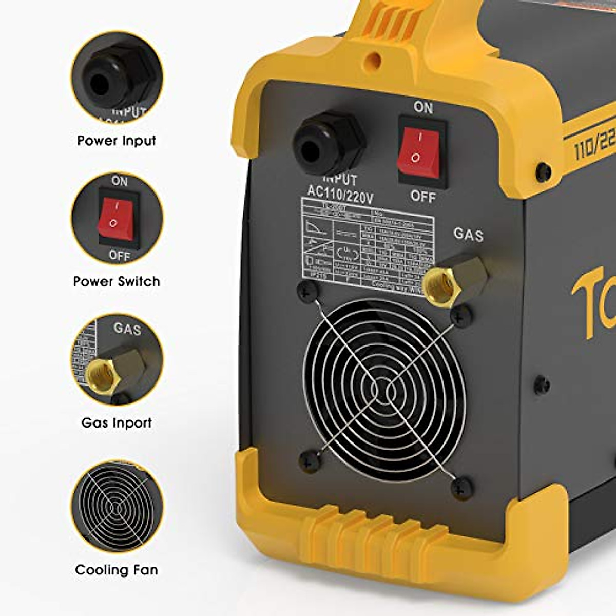 TOOLIOM 200A TIG Welder High Frequency TIG/Stick/Arc 2 in 1 IGBT Welder TIG Welding Machine & Premium Goatskin Tig Welding Gloves,Cuff Cowhide Split Leather,with Soft Lining,High-Dexterity (Large)