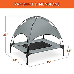Best Choice Products 30in Elevated Cooling Dog Bed, Outdoor Raised Mesh Pet Cot w/Removable Canopy Shade Tent, Carrying Bag, Breathable Fabric - Gray