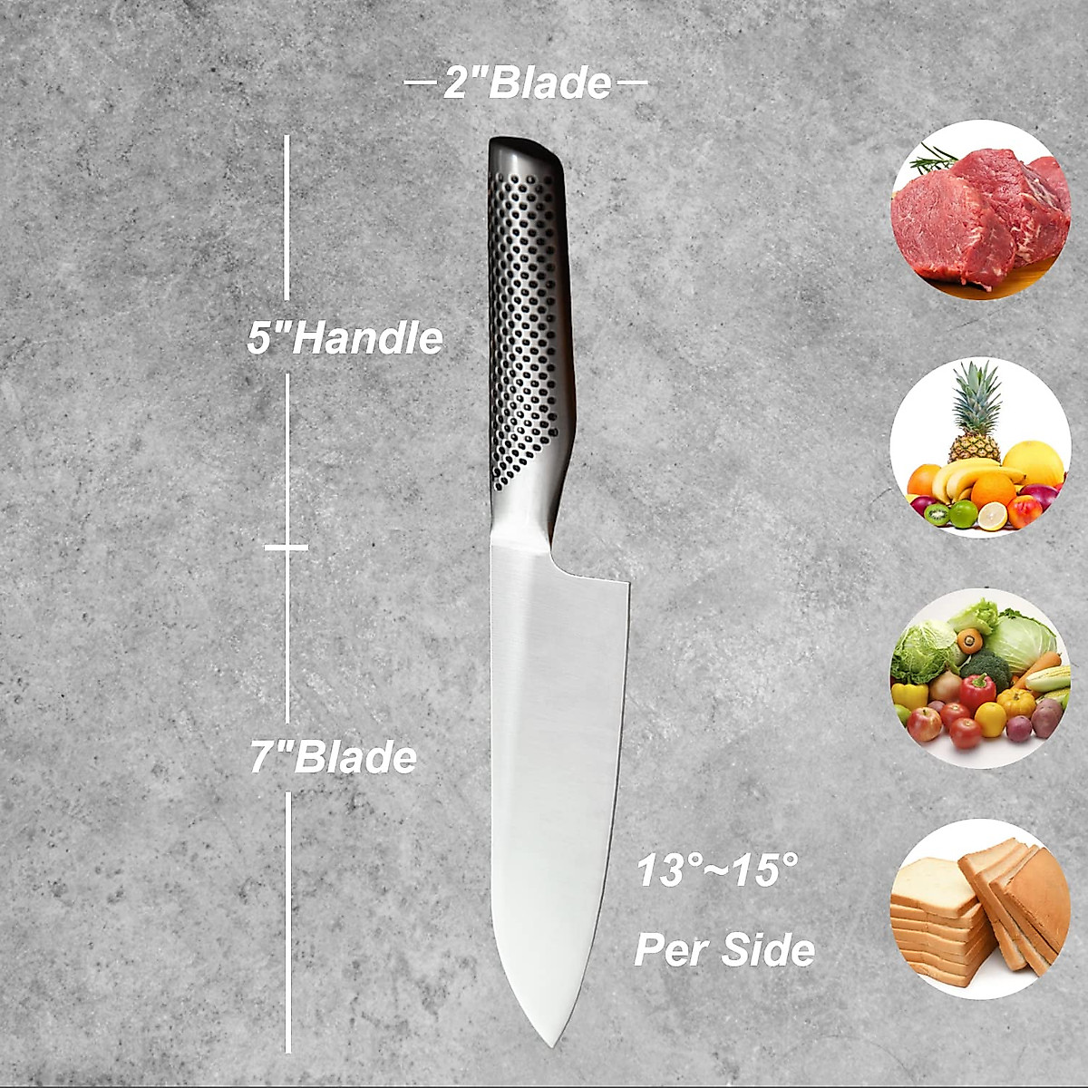 Tinor Chef Knife, 7 Inch Professional Kitchen Knife, German High Carbon Stainless Steel, Ergonomic Design, Ultra Sharp Knife for Cutting, Peeling, Slicing Fruit, Vegetables, Bread and Meat