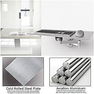 QQXX Wall Keyboard Arm Tray,24 Inch Silver Keyboard Tray Mount Tray,Adjustable Ergonomic Keyboard Platform,Wall Mounted Sit-Stand Wall Keyboard Arm,Office Furniture Accessories