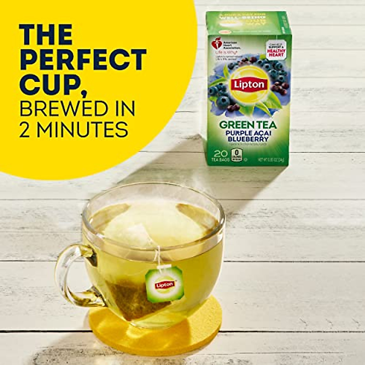 Lipton Green Tea Bags, Purple Acai, Blueberry, 20 Count (Pack of 6)