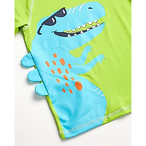 Wippette Baby Boy Rash Guard Swimsuit Set – 2-Piece UPF 50+ Dinosaur Bathing Suit for Boys (Infant/Toddler/Boy), Size 12 Months, BlueDino