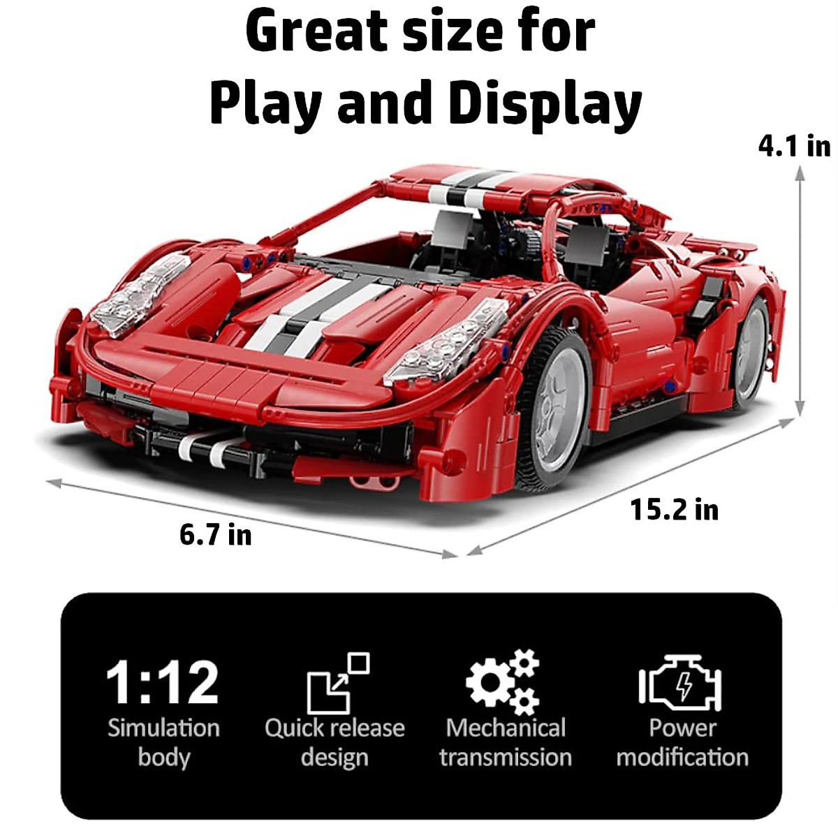 WISEPLAY Car Building Kits for Adults and Kids - Collectible Car Models Kits to Build for Adults and Kids -Technic Set 1:12 Scale 1126 Pieces - Great Birthday Gift for Adults, Teenagers and Kids