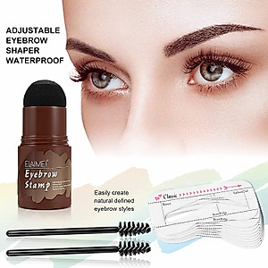 Moulis One Step Eyebrow Stamp & Professional Stencil Kit, with 10 Reusable Stencils, Pen Brush, Trimmer, Long Lasting Waterproof, Hairline Shadow Powder Stick (Dark Brown)