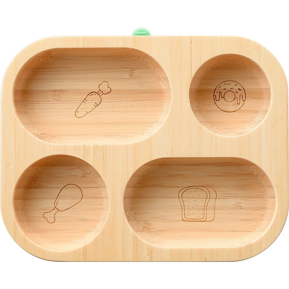 laboos Kid Portion Control Plate - Natural Bamboo Plates for Kids' Healthy Diet - Sturdy Compartment Plates with Suction – Non-Toxic, BPA-Free, Dishwasher Safe - Cute Food Portion Plate for Toddlers