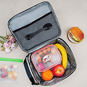 Nirroti Insulated Lunch Bag for Men Women Reusable Lunch Box with Water Bottle Holder Mini Lunch Tote Bag, Lunch Container Cooler Bag for Work Office, Navy Blue