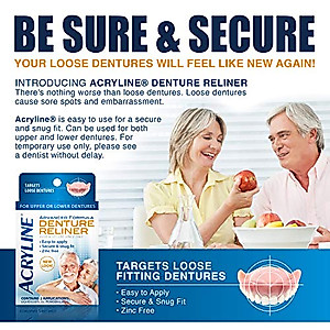 Acryline Advanced Formula Denture Reliner - Refit and Tighten Dentures/for Both Upper & Lower Dentures/Easy Application