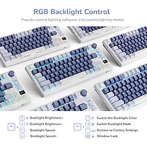 RK ROYAL KLUDGE M75 Mechanical Keyboard with OLED Smart Display and Volume Knob, 2.4G/USB-C/BT Gasket Mounted 75% Layout Wireless Gaming Keyboard with 81 Keys, RGB Backlit Hot-Swappable Brown Switch
