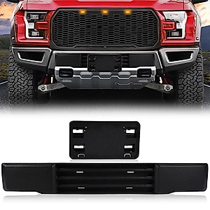 G-PLUS Front Bumper + License Plate Bracket Mount Fascia Cover Compatible with Ford F150 2015-2017 Replacement FL3Z-17E810-AA & FL3Z-17A385-A
