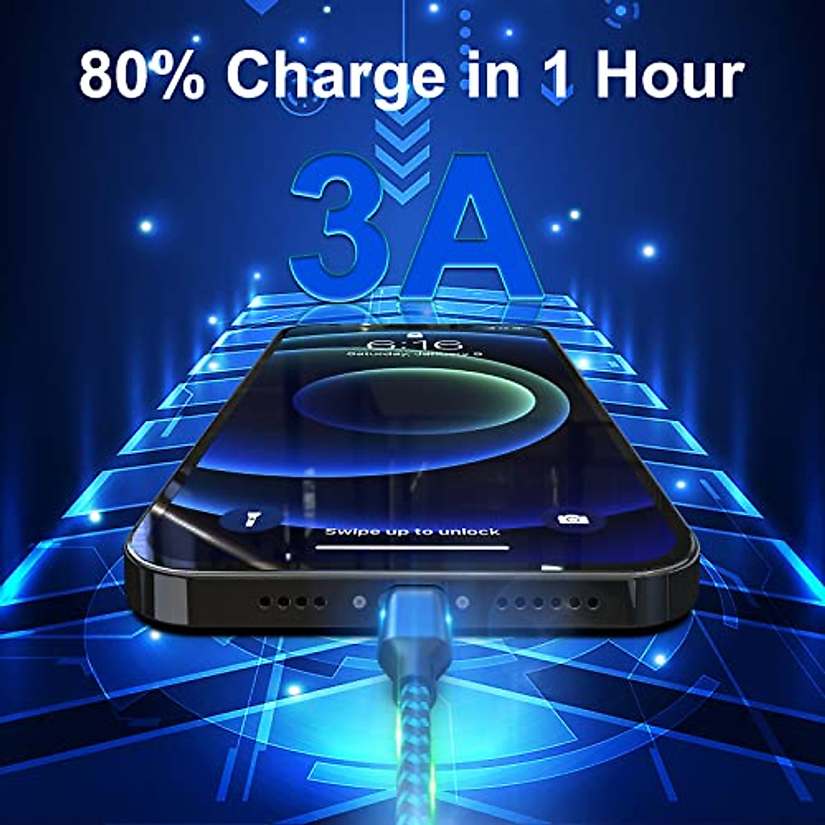 6Pack(3/3/6/6/6/10 FT)[Apple MFi Certified] iPhone Charger Long Lightning Cable Fast Charging High Speed Data Sync USB Cable Compatible iPhone 14/13/12/11 Pro Max/XS MAX/XR/XS/X/8/7/Plus iPad AirPods