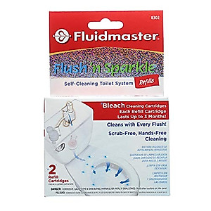 Fluidmaster 8302P8 Flush 'n Sparkle Automatic Toilet Bowl Cleaning System Bleach Replacement Cartridge Refills, 2-Pack