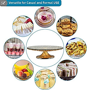 MDLUU Glass Cake Stand 11.6 inch, Cake Platter Pedestal, Dessert Server Display for Wedding, Party, Birthday(Metal Branches Pattern)