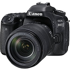 Canon EOS 80D Digital SLR Kit with EF-S 18-135mm f/3.5-5.6 Image Stabilization USM Lens (Black) (Renewed)