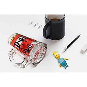 DUFF Beer Mug - 16oz - The Simpsons Inspired - Thick Quality Clear Glass - Artwork On Both Sides - Giftable Foam Protection