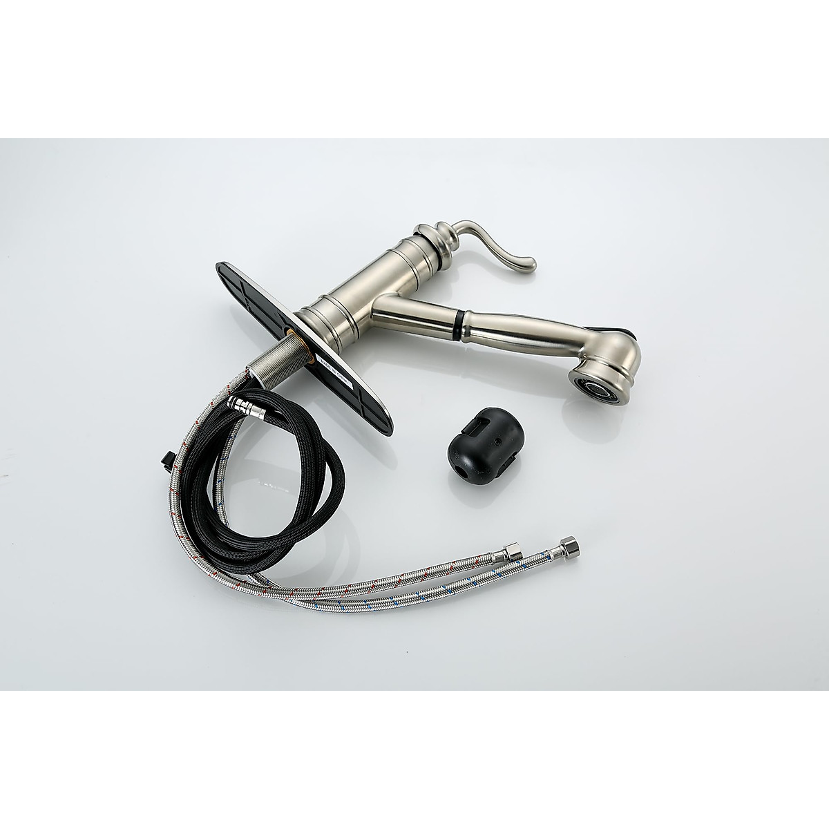 Derengge Stainless Steel Single Handle Pull Out Kitchen Sink Faucet, Contemporary Brushed Nickel Pull Down Kitchen Faucet,FS-825-KGSS