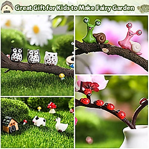 Modacraft 172Pcs Miniature Fairy Garden Accessories Including 100Pcs Fixed Pins, Fairy Garden Kit Fairy House Animal Figurines Mini Landscape for Garden Dollhouse Potted Plant Bonsai Terrarium Décor