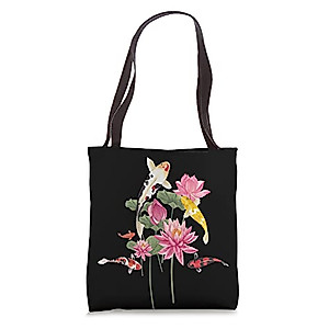 Japanese Koi Carp Nishikigoi Fish Water Lilies Pads Tote Bag