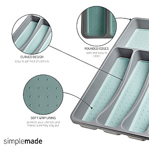 SIMPLEMADE Kitchen Drawer Silverware Organizer Tray - 6-Slot Small Flatware Holder and Utensil Holder - Desk Drawer Organizer - Storage for Kitchen, Office, Bathroom (Mint)