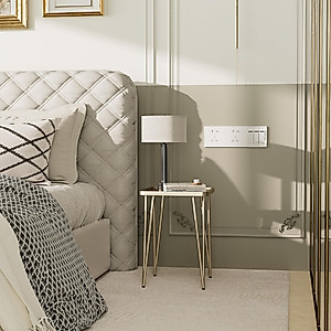 Palama Square Side Table, Small Side Table for Small Spaces, Small Metal End Table, Easy Assembly Champagne Gold Bedside Table, Small Table Outoor, Single Plant Stand Indoor