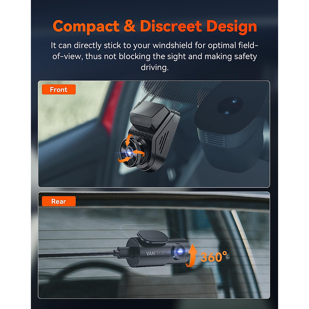 【Bundle: Vantrue S1 PRO Dual Dash Cam + Vantrue Hardwire Kit】 Vantrue S1 Pro 2.7K Front and Rear 5G Wi-Fi Dash Cam, 1944P Dual Hidden Dash Camera for Cars, STARVIS 2, Voice Control