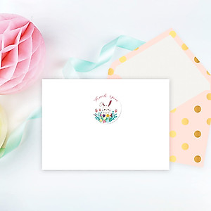 Acetiamin Thank You Sticker Rolls, 1.5 Inches 500 PCS Easter Stickers for Small Business, Round Bunny Stickers for Goodie Bags, Gift Favors Box, Cards, Beer Bottle, Party Supplies