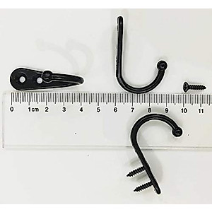 PAINISTIC 25 Pieces Wall Mounted Coat Hook Robe Hooks Cloth Hanger Coat Hanger Coat Hooks Rustic Hooks and 54 Pieces Screws for Bath Kitchen Garage Single Coat Hanger Black Color