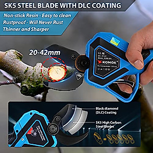 KOMOK Professional Cordless Electric Pruning Shears Secateurs, Smart Garden Orchard Tools 2 Rechargeable 2Ah Battery Tree Branch Pruner with Power Display 42mm/1.65", 8-10 Working Hours