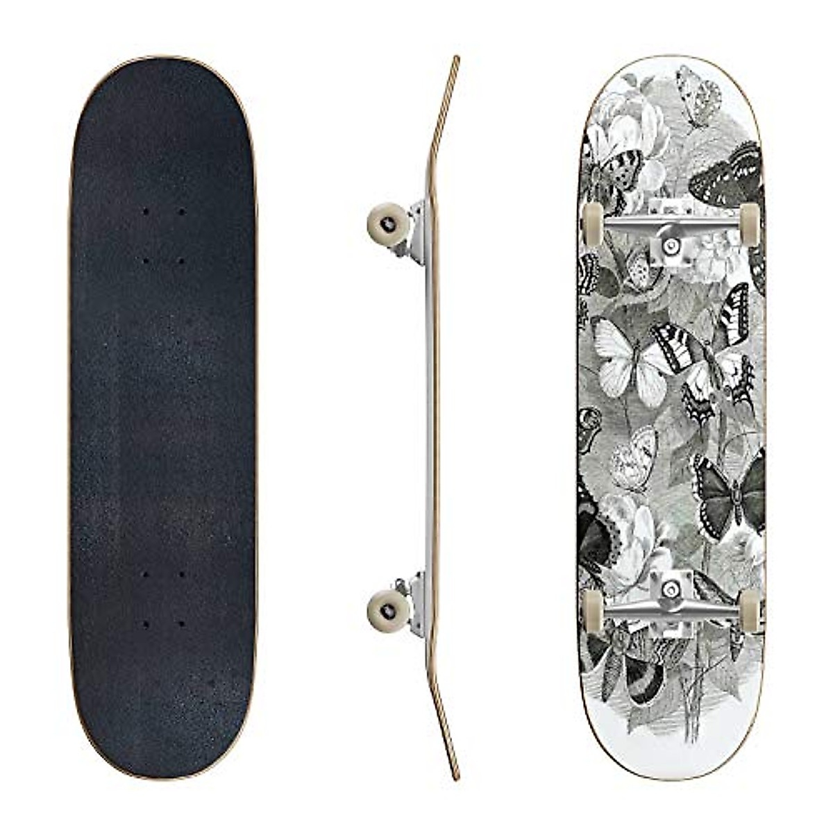 Skateboards Selection of Butterflies Antique Engraving Stock Illustration Classic Concave Skateboard Cool Stuff Teen Gifts Longboard Extreme Sports for Beginners and Professionals
